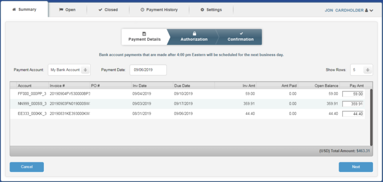 Pay Your Bill – Card Management Online Help Center