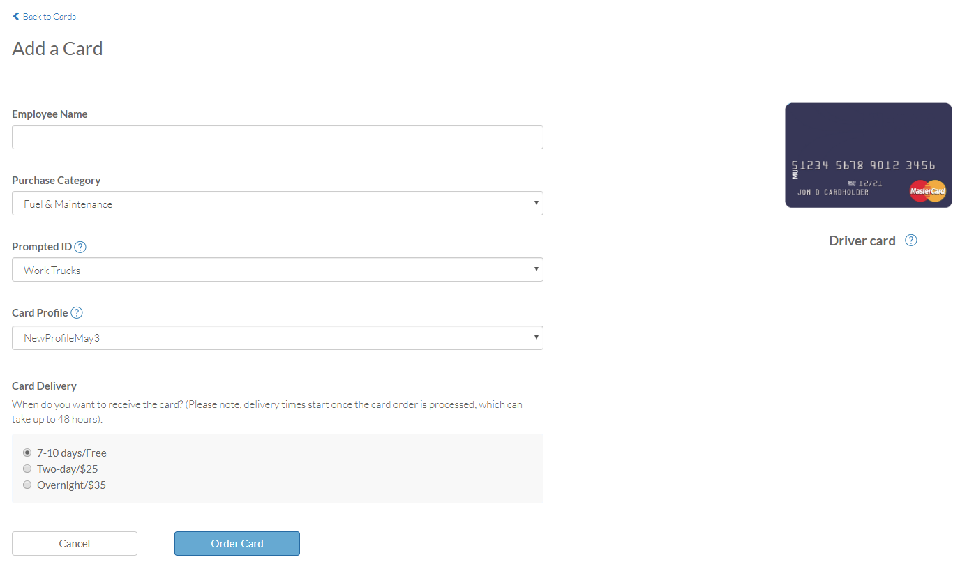 Add and Edit a Card – Card Management Online Help Center